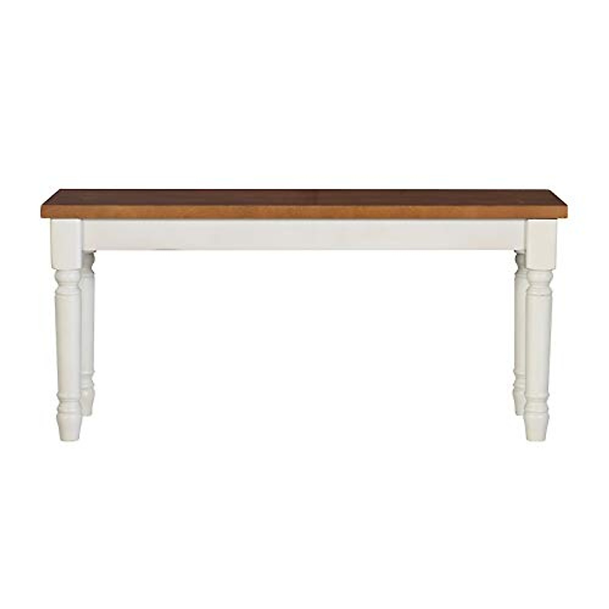 Powell Furniture Linon Willow Wood Dining Bench in Vanilla White and Honey Brown