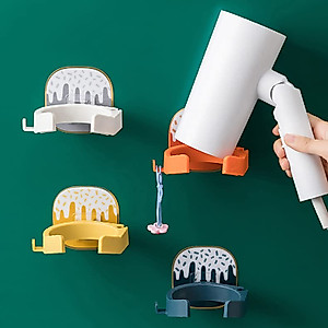 CARURLIFF Hair Dryer Holder Wall Mounted Blower Holder Bathroom Organizer Hair Dryer Wall Mount Holder Arm (White)