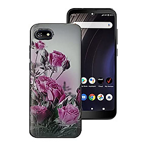 Tznzxm [2-Pack] for Orbic Joy Tempered Glass Screen Protector,Orbic Joy Case, Orbic Joy RC608L Phone Case, Rose Painting Design Flexible TPU Non-Slip Cover Rubber Slim Case for Orbic Joy RC608L