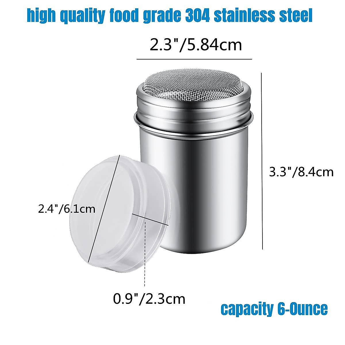 Stainless Steel Sugar Shaker Duster, Chocolate Shaker, Stainless Steel Powder Sugar Shaker Duster with Lid,Fine Mesh Cocoa Flour,Coffee Sifter with Lid,Cocoa,Chocolate,Coffee Sifter Sprinkler Dredgers
