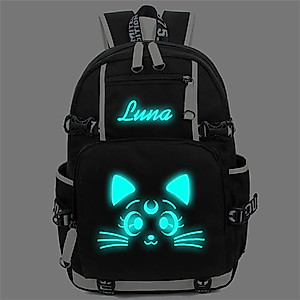 WANHONGYUE Anime Sailor Moon Luminous Backpack School Bag Student Bookbag Laptop Rucksack Daypack