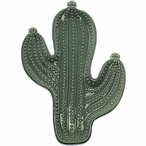 Green Cactus Shape Spoon Rest, By Glaver's - Kitchen Utensil, Ceramic Spoon Rest Rustic Farmhouse Design - For Stove Top and Kitchen Counter. Dishwasher Safe.