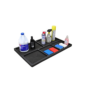 Polar Whale Under Sink Cabinet Mat Floor Protector Tray Waterproof Washable Protection Kitchen or Bathroom Drip Spill Durable Black Foam Odorless Flexible Leak Liner 31 x 19 Inches