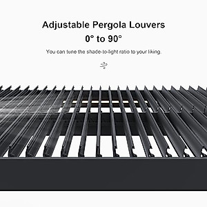 PURPLE LEAF Louvered Pergola 10' x 13' Outdoor Aluminum Pergola with Adjustable Roof for Deck Backyard Garden Grey Hardtop Gazebo