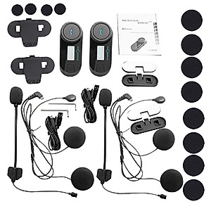 FreedConn 2pcs TCOM-SC Motorcycle Intercom Headset Speakers,2-3 Riders Helmet Bluetooth Intercom, Universal Communication Systems with Music Sharing/LCD Screen/FM Radio/Mobile Phone/GPS/Waterproof
