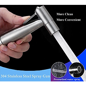 Handheld Bidet Sprayer for Toilet, Decohomeforu Stainless Steel Bathroom Bidet Sprayer Set, Adjustable Water Pressure Control with Bidet Hose, Wall Mount Brushed Nickel Bidet Toilet Diaper Sprayer Kit