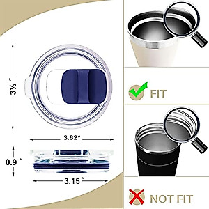 Compatible with YETI Rambler, Ozark Trail, Old Style Rtic, and More - Magnetic Slider Switch Spill Proof Tumbler Cover (Navy&Black 10/20oz)2 Count (Pack of 1)