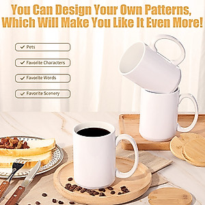 RAINBOWTIE Sublimation Mugs 15 oz Sublimation Mugs Blank with Bamboo Lid White Coffee Mugs Sublimation Coffee Mugs Coffee Cup with Lid Set of 12