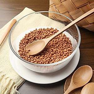 HAKSEN Wooden Spoons, 6PCS 9 Inch Wood Soup Spoons for Eating Mixing Stirring, Long Handle Spoon for Japanese Style Home Kitchen Cooking Stirring