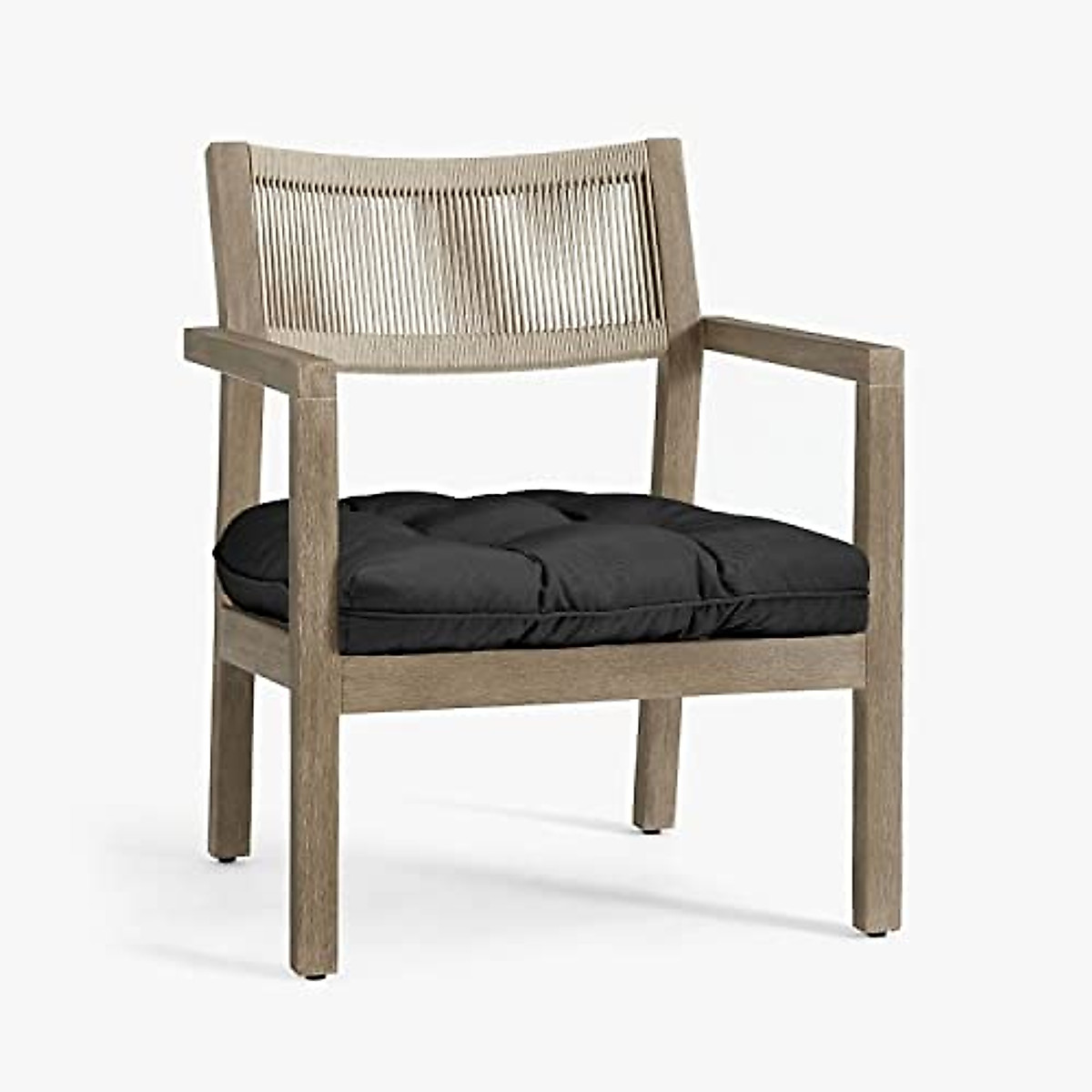 LOVTEX Indoor/Outdoor Tufted Seat Cushions for Patio Furniture Set of 2 Waterproof, 19x19 Black Outdoor Chair Cushions - Overstuffed Patio Furniture Cushions for Wicker Chair with Round Corner