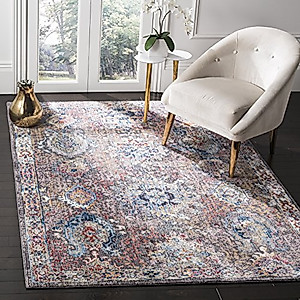 SAFAVIEH Bristol Collection 8' x 10' Dark Grey/Blue BTL340A Boho Chic Distressed Area Rug