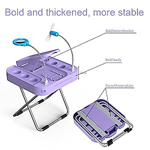 Pedicure Foot Rest With LED Magnifier And Drying Fan, Adjustable Foot Rest, Reinforced And Thickened,Stable And Easy For Pedicures At Home, With Storage Box,Beauty Pedicure kit
