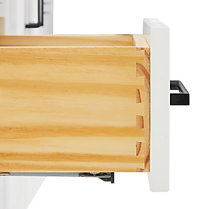 ARIEL Bathroom Vanity 37" White 1.5" Edge Italian Carrara Marble Countertop & Splash, Left Rectangular Sink, 2 Soft Closing Doors, 5 Full Extension Dovetail Drawers, Toe Kick, Matte Black