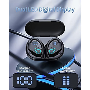 Bluetooth Headphones Wireless Earbuds Sports Over-Ear Bluetooth 5.3 Ear Buds with Earhooks 120H Playtime Wireless Headphones for Workout Waterproof Audifonos Bluetooth inalambricos LED Power Display
