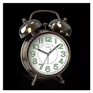 Analog Alarm Clock Alarm Clock, Non Ticking, Silent Bedside Clock with Two Bells Loud Alarm for Heavy Sleepers, Bedside Alarm Clock for Decor and Gifts Kids Alarm Clocks (Color : B)