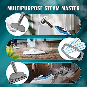 PurSteam Steam Mop Cleaner 10-in-1 with Convenient Detachable Handheld Unit, Laminate/Hardwood/Tiles/Carpet Kitchen - Garment - Clothes - Pet Friendly Steamer Whole House Multipurpose Use