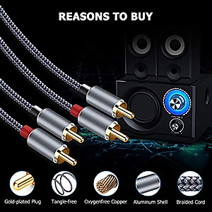 Goalfish RCA Cable, 2-Male to 2-Male RCA Audio Stereo Subwoofer Cable [2Pack,Hi-Fi Sound,Shielded] Auxiliary Audio Cord for Home Theater, HDTV, Amplifiers, Hi-Fi Systems,Speakers- 6 Feet, Top Series