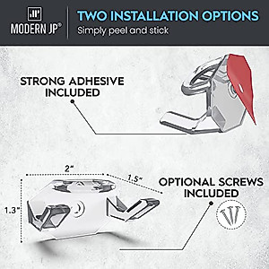 Modern JP Adhesive Hat Hooks for Wall (32-Pack) - Hat Rack for Baseball Caps, Minimalist Hat Display, Strong Hold Hat Hangers for Wall - U.S. Patent Pending, Clear