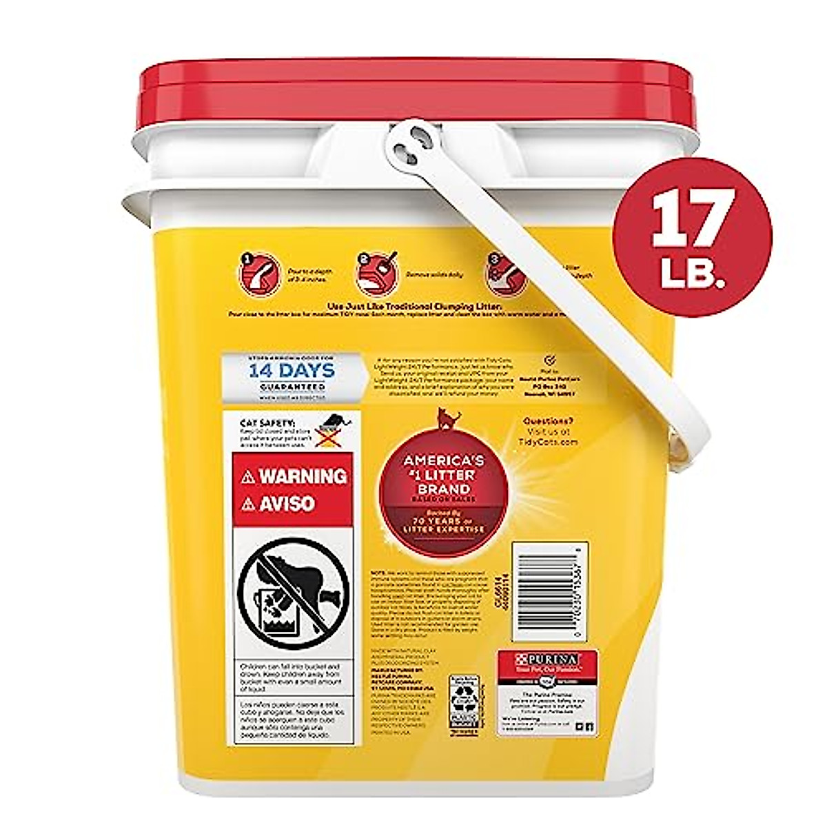 Purina Tidy Cats Light Weight, Low Dust, Clumping Cat Litter 24/7 Performance Multi Cat Litter - 17 lb. Pail