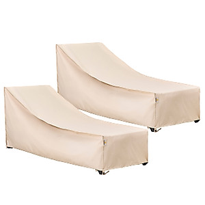 F&J Outdoors Waterproof UV Resistant Heavy Duty Patio Chaise Lounge Chair Cover, 2Pack, 79"Lx30"Wx30"H, Beige