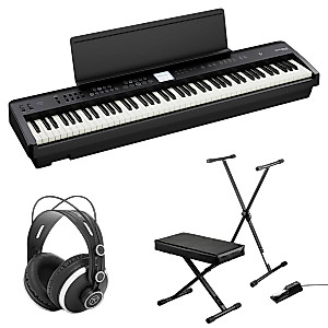 Roland FP-E50 88-Key SuperNATURAL Digital Piano Bundle with Keyboard Stand Bench with Sustain Pedal, Monitoring Headphones