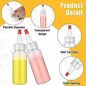 80 Pcs 2 oz Plastic Small Condiment Squeeze Bottles with Red Tip Caps Squirt Refillable Round Mini Squeeze Bottle for Glues Paints Arts Craft Sauce Ketchup Oil Icing Cookie Food Decorating BBQ Syrup