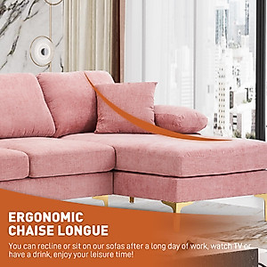 OUYESSIR U-Shaped Sectional Sofa Couch, 4 Seat Sofa Set for Living Room, 110.6" L-Shaped Chenille Sleeper Couch Set with Double Chaise Lounge (Pink)