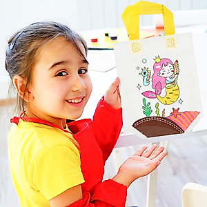 18 Pieces Coloring Goodie Bags Reusable Party Favor Bags Graffiti Goodie Bags Color Your Own Art Goodie Bags for Birthday Party Celebration Tea Party Wedding DIY Crafts