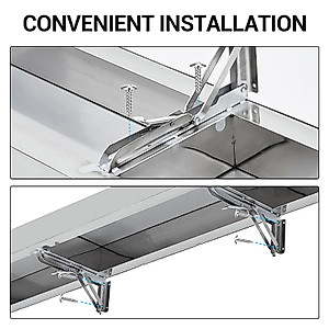 PrecisionAuto Concession Shelf 71" L x 11" W - 304 Stainless Steel Folding Serving Shelf, Wall Mount Shelving, Ideal for Food Truck, Grill Area, BBQ Table, Restaurant