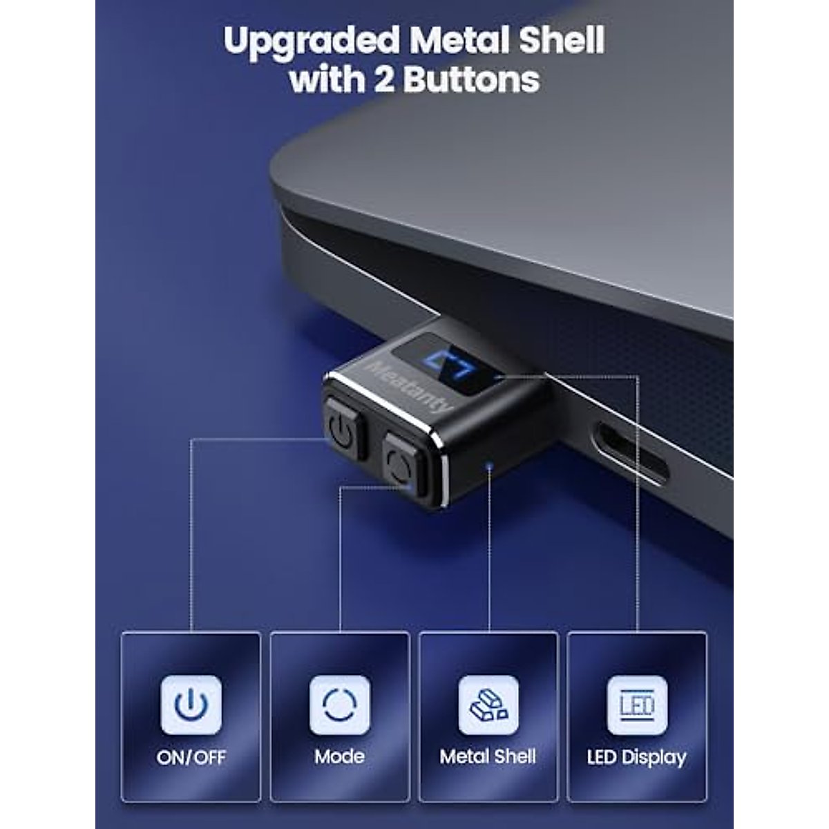 Meatanty Metal Tiny Mouse Jiggler, USB Mouse Mover Undetectable, Automatic Shaker with Separate Mode and ON/Off Buttons, Mouse Moving Device LED Screen, Wiggler Giggler Keep Computer/PC/Laptop Awake