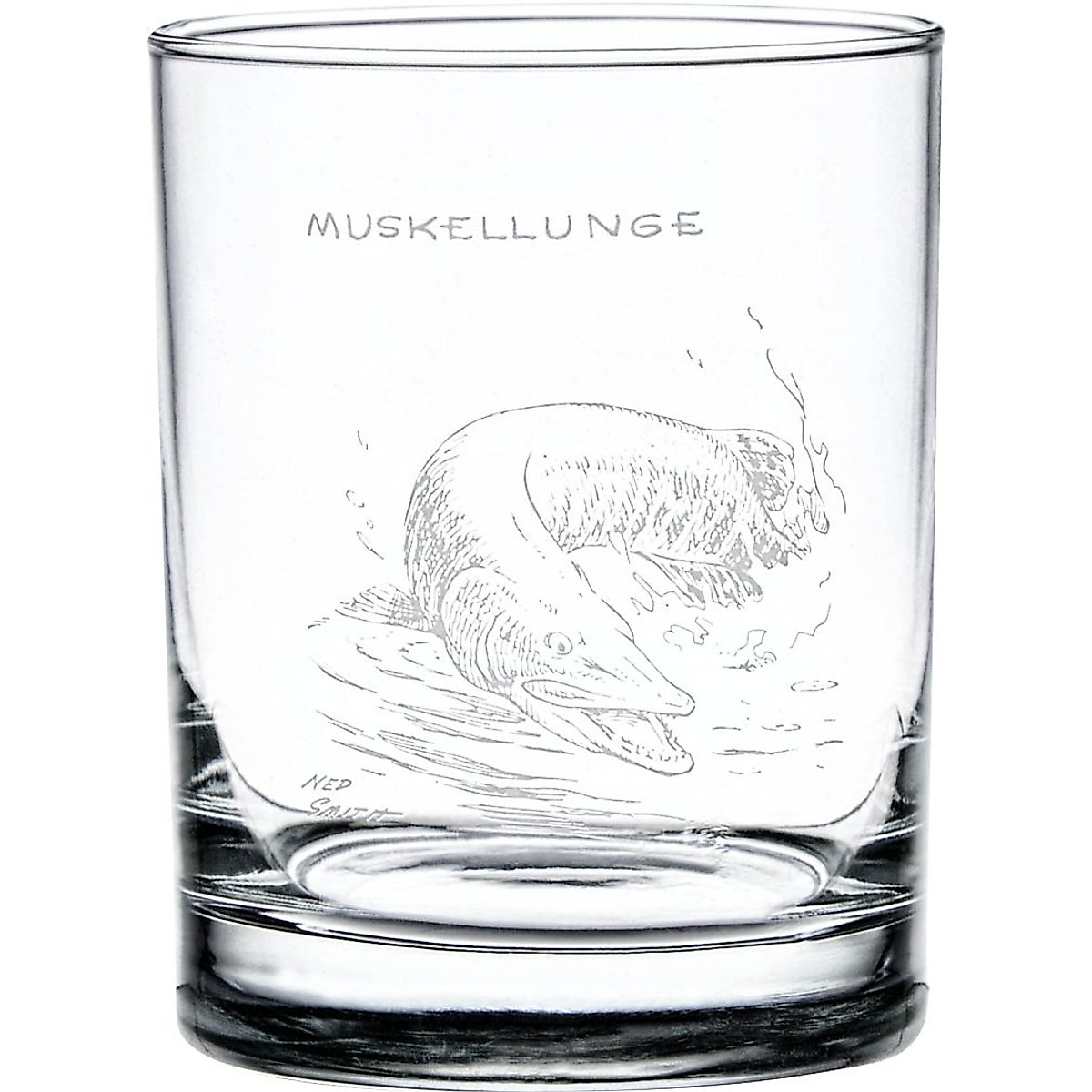 Culver Ned Smith Freshwater Fish 14-Ounce (DOF) Double Old Fashioned Glass Assorted Set of 4