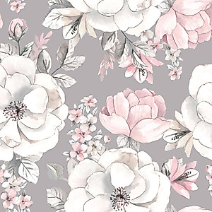 Lambs & Ivy Signature Botanical Baby Watercolor Floral Cotton Crib Sheet - Gray