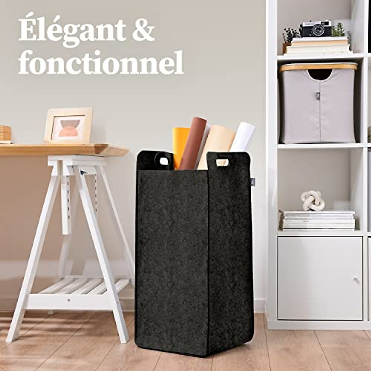 Hennez Collapsible Laundry Hamper Felt 70L - Lightweight Foldable Laundry Bin - Dirty Clothes Hamper - Tall Basket - Laundry Baskets with Handles - Pop Up Laundry Hamper - Felt Basket - Kids Hampers