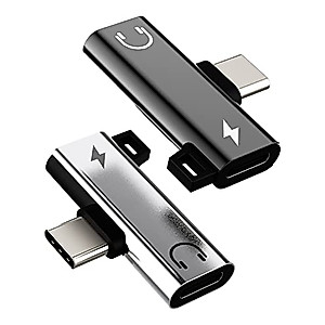 Dual USB-C Headphone Adapter(2Pack) 2in1 Charger Aux Audio Splitter Cable Dac Type C Jack Charging Dongle Cord Compatible for Samsung Galaxy S23 S22 LG Google Apple IPhone15 Pro Max Plus ipad Pro Air