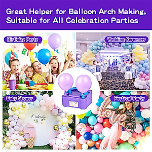 Balloon Pump Electric, Keaibuding Balloon Air Pump Dual Nozzle Balloon Inflator Blower with Balloon Arch Strip Kit for Party Supplies Baby Shower Decorations