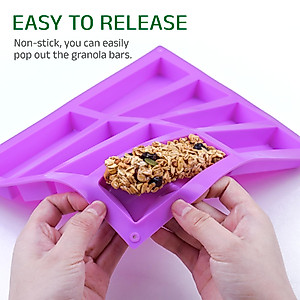 8 Cavity Granola Bar Mold, 2 Pack Rectangle Silicone Chocolate Mold Candy Bar Mold for Baking Cereal Energy Bar, Protein Bar, Brownie, Cheesecake
