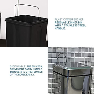 AWENN - Kitchen Garbage Trash Can with Lid and Pedal - Touchless Round Shape Waste Bin - Stainless Steel Dustbin with Removable Inner Bucket for and Outdoors – Gray (1.6 Gallon – 6 Liters)