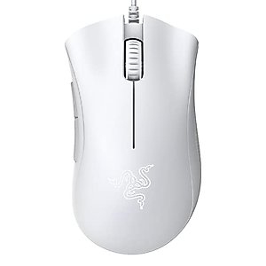 Razer DeathAdder Essential Gaming Mouse: 6400 DPI Optical Sensor - 5 Programmable Buttons - Mechanical Switches - Rubber Side Grips - Mercury White