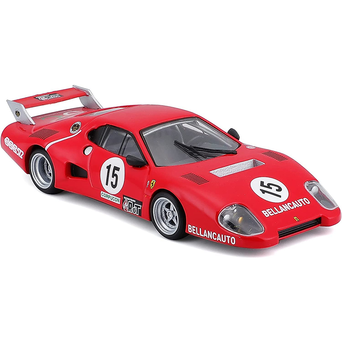 Bburago-1/43 Scale Model Compatible With Ferrari Racing 512 Bb Ii Serie 1981 Racing Car Die-Cast Model Miniature Collectible,Red