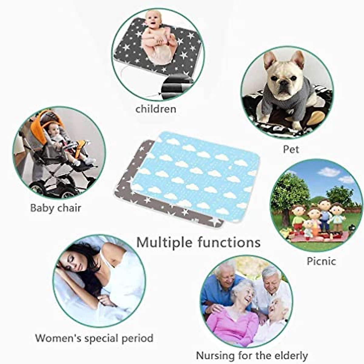 Waterproof Baby Diaper Changing Pad Multi Function Diaper Change Mat for Girls Boys Newborn - Leak Proof Sanitary Mats for Home and Outdoor, Travel,Premium Liners 19.6X27.5 in (Grey&Blue)