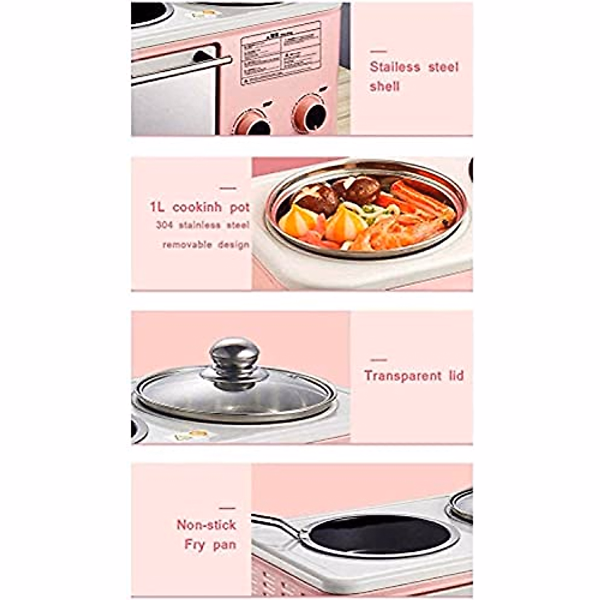 3 in 1 Mini Breakfast Machine Small Electric Oven Electric Breakfast Machine Mini Toaster Baking Oven Omelette Boiler Food Steamer