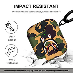 CULIPPA for AirPods 2 Case Cover Shark Mouth Camo Style pattern Design for Airpods 2nd Generation Silicone Protective Case Shockproof for Women Girls with Keychain for Apple Airpods 2/1 Charging Case