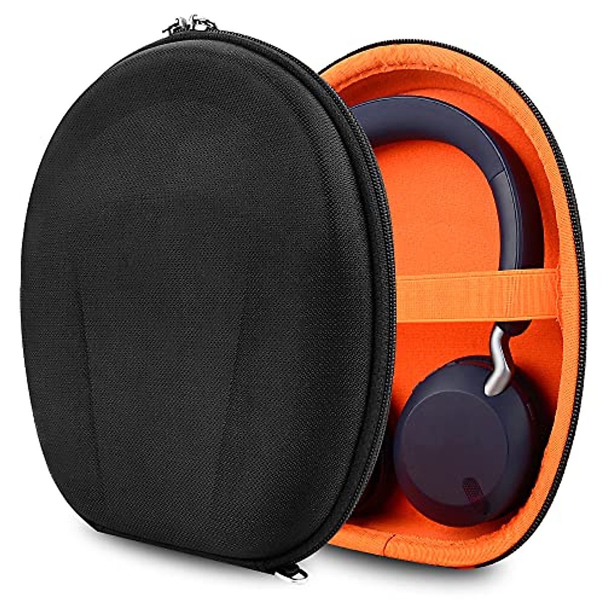 Geekria Shield Case Compatible with Jabra Elite 45h, Evolve2 30 MS Wired Headphones, Replacement Protective Hard Shell Travel Carrying Bag with Cable Storage (Black)