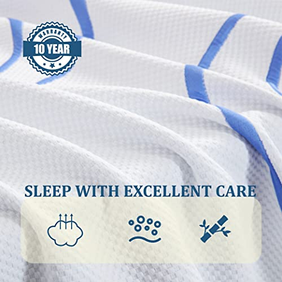 EGOHOME Twin Mattress for Kids, 8 Inch Bamboo-Charcoal Gel Cooling Memory Foam Bunk Bed Mattress in a Box, Medium Fiberglass Free Mattress Made in USA, CertiPUR-US Certified, Blue