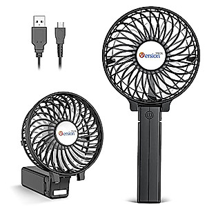 VersionTECH. Mini Handheld Fan, USB Desk Fan, Small Personal Portable Table Fan with USB Rechargeable Battery Operated Cooling Folding Electric Fan for Travel Office Room Household Black