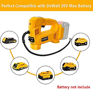 TENMOER Tire Inflator Air Compressor for Dewalt 20V Battery, 150PSI Portable Air Pump with Digital Pressure Gauge for Car,Motorcycle,Bicycle Balls (Too Only,No Battery)