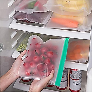 12Pcs Reusable Freezer Bags Food Storage Bags WLRGOOD Flat Silicone Bags Leakproof BPA Free Freezer Gallon/Lunch/Sandwich/Snack Food Storage Containers for Meat Fruit Veggies Travel Home Storagation