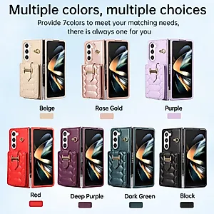 XIMAND for Samsung Galaxy Z Fold 5 Wallet Case with 2 Card Slots,Shockproof and Skin-Like Soft Leather,Stylish and Luxurious Perfect for Women.(DarkGreen)