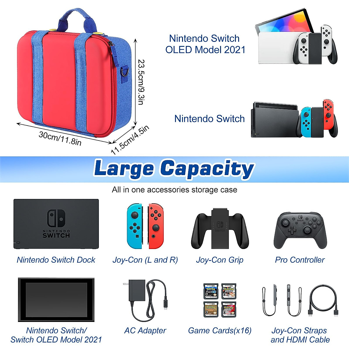 abcGoodefg Carrying Storage Case Compatible With Nintendo Switch, Protective Hard Shell Carry Bag for Nintendo Switch Console and Accessories