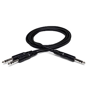 Hosa CYS-105 Y Cable, 1/4 in TRS to Dual 1/4 in TRS, 5 ft